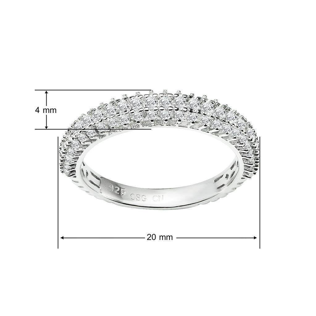 SOLIDSILVER- Sterling Silver Crystal Clear CZ Cluster Eternity Band Ring | Sizes 7