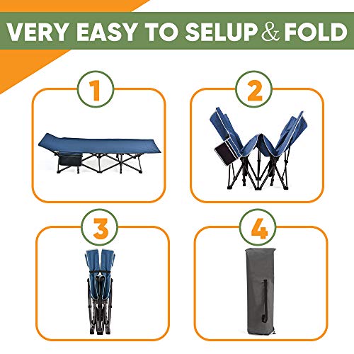 SNNERTY Folding Bed, Blue Camping Bed, Crib, Suitable for Camping Hiking Garden Beach Vacation and Family Rest