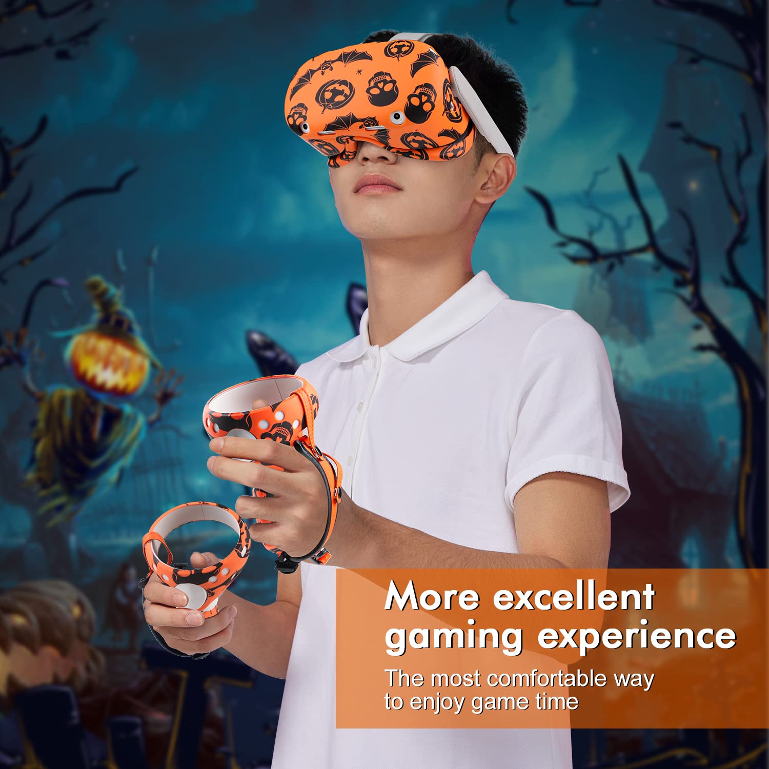 YIZEIJOB VR Accessories for Meta Quest 2, Protective Silicone Cover Set Compatible with Oculus Quest 2, Unique Patterns to Dress Up Quest 2 Headset & Controllers