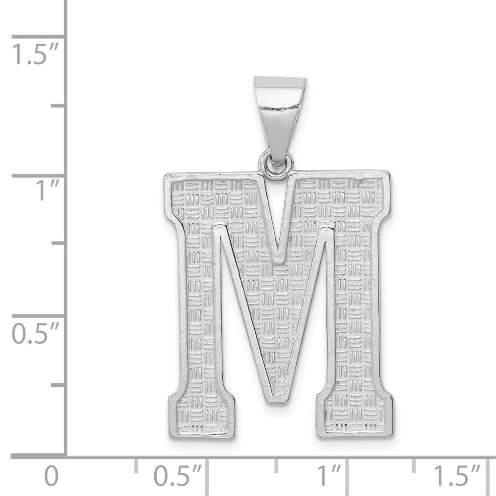 Solid 925 Sterling Silver Initial Letter M Alphabet Charm Pendant 35mm
