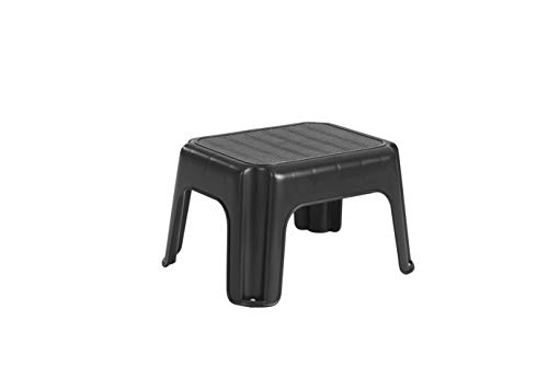 Rubbermaid One-Step Stool, Black, Holds up to 200 Pounds, Ideal for Home, Office, Garage, Durable Step Stool, 12.23"D x 10.02"W x 7.14"H