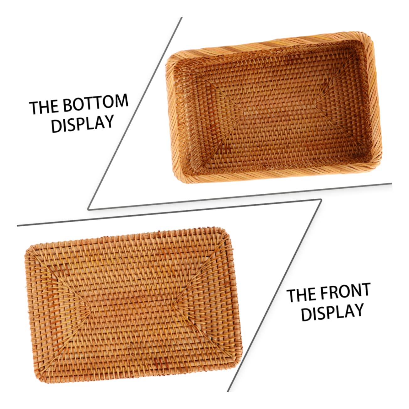 Zerodeko Organizer Rectangular Storage Basket Seagrass Storage Baskets Woven Storage Baskets Rattan Storage Basket Rattan Organizer Bins Seagrass Organizers Storage Box Wicker Sundry 1pc