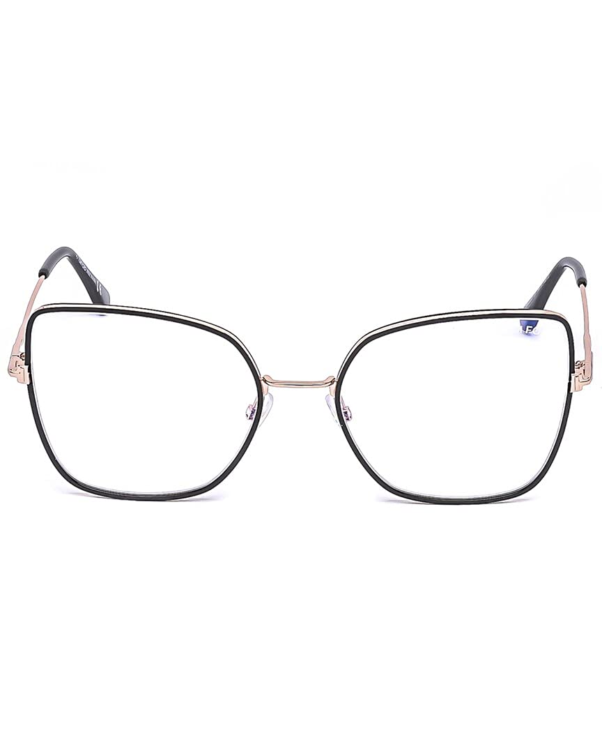 Tom Ford FT5630-B56001 Black/Clear Lens Sunglasses, Shiny Black, Shiny Rose Gold / Blue Block Lenses, 56 mm