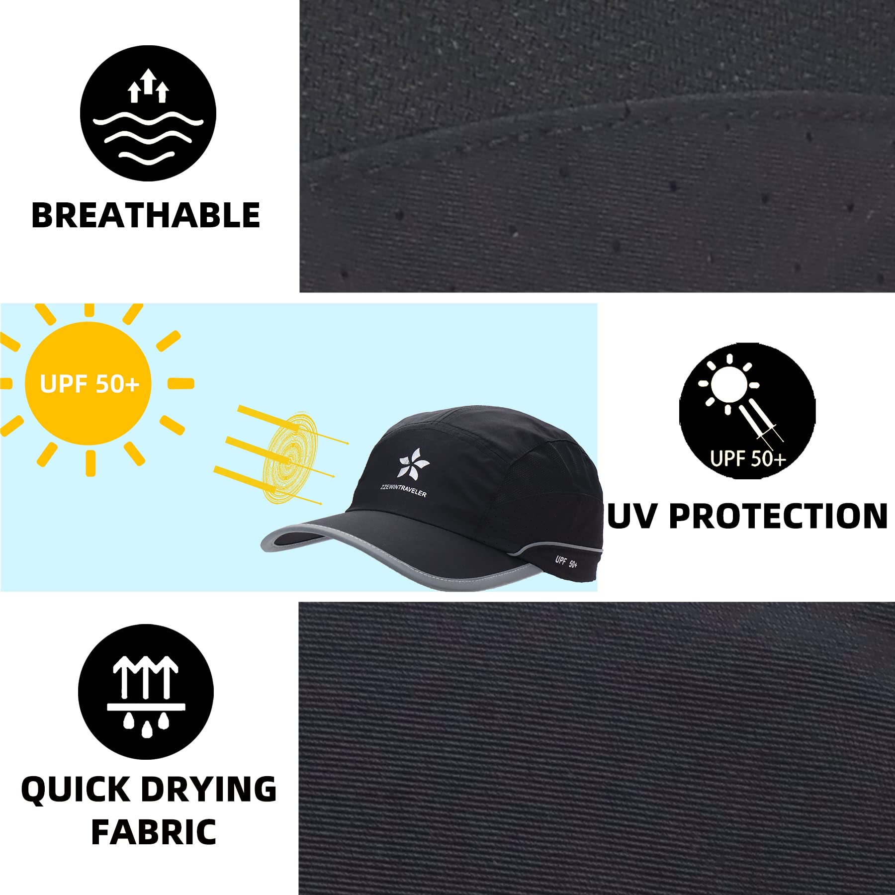 ZZEWINTRAVELER Reflective Quick Dry Hat - The UPF50+, Unstructured, Baseball Cap for Men and Women, Plum Purple