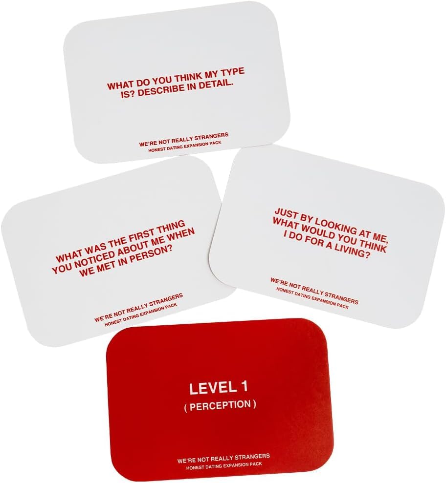 WE'RE NOT REALLY STRANGERS Honest Dating Expansion Pack Card Game – 50 Cards & Wild Cards – Conversation Cards for Couples, Adults, & Teens for Date Nights & Game Nights, Ages 18+, 2 Players