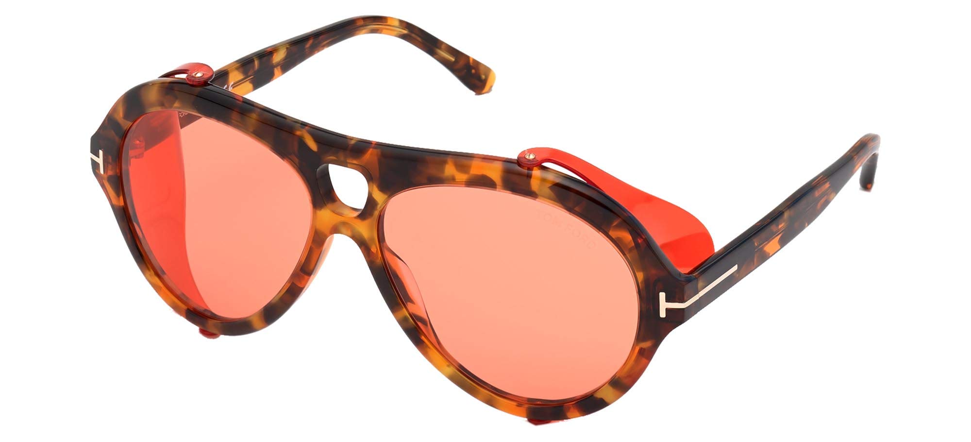 Tom Ford Pilot Sunglasses TF882 Neughman 54S Honey Havana/Red 60mm FT0882