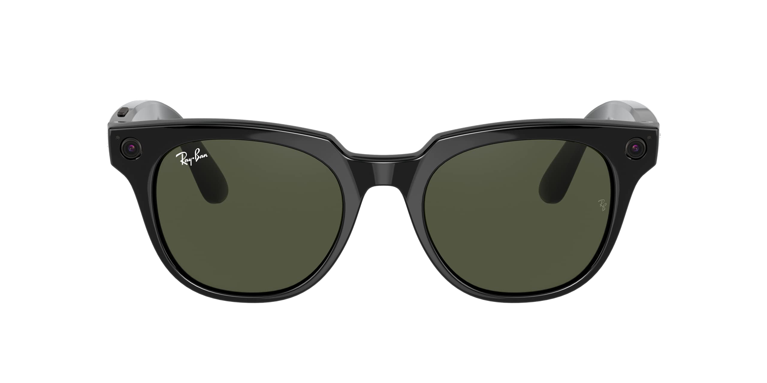 Ray-Ban Stories | Meteor Square Smart Glasses, Shiny Black/Green, 51 mm