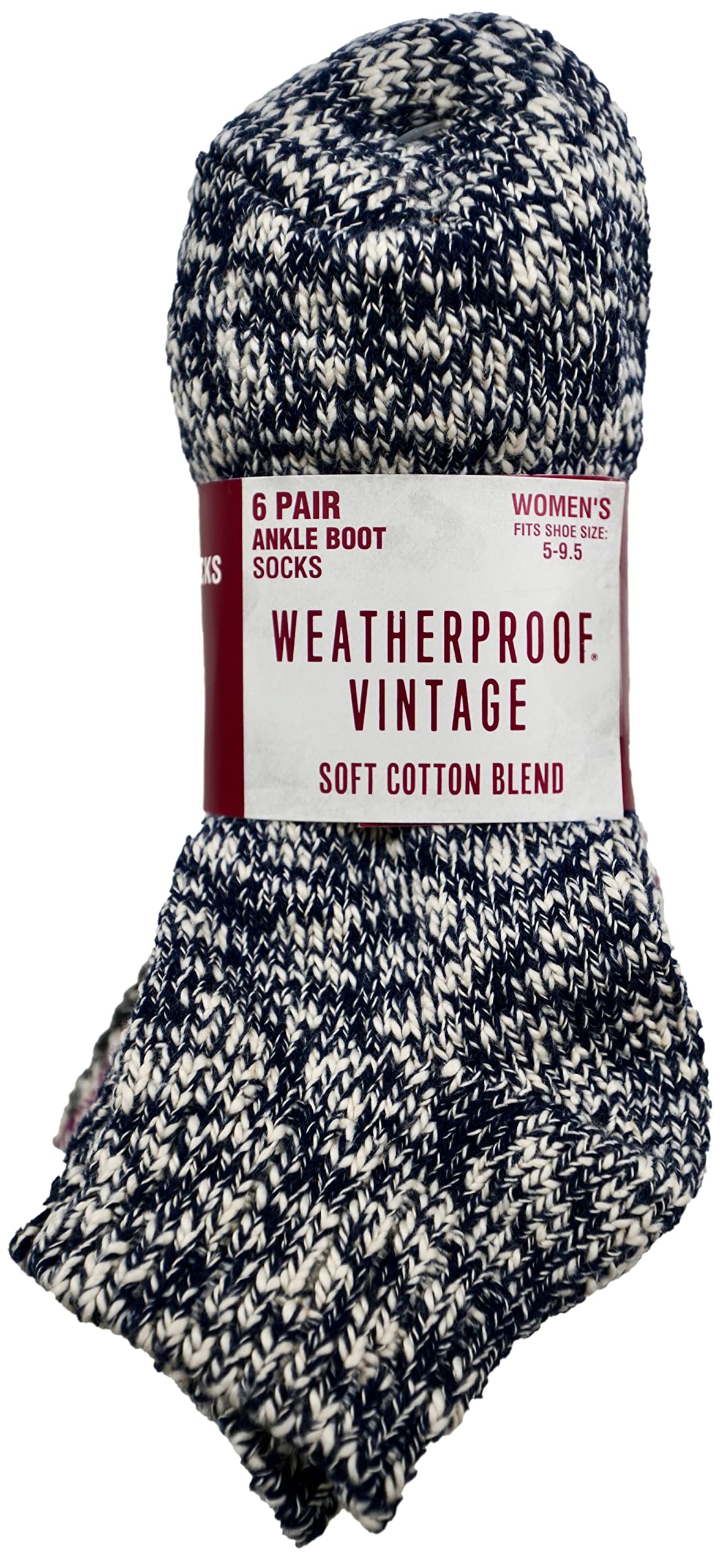 Weatherproof Women's Ankle Boot Socks Soft Cotton Blend, Black Gray Teal, 6 Pairs, 9.5 (1533563)