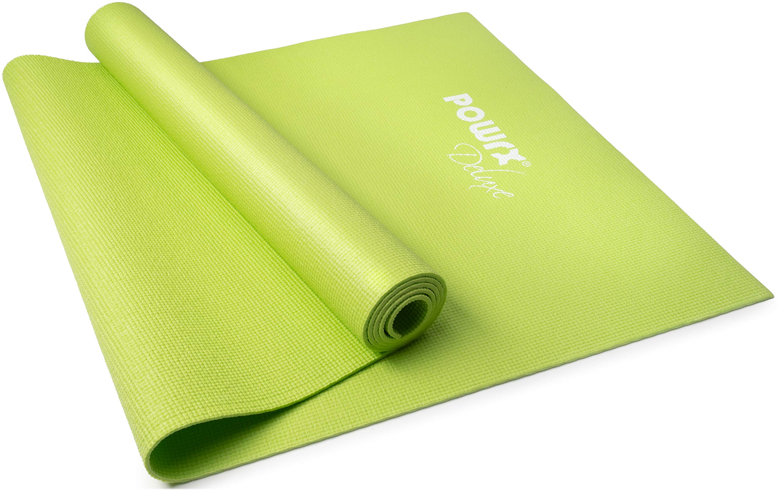 POWRX Yoga Mat with Bag | Exercise mat for workout | Non-slip large yoga mat for women, 68" x 24" Green, 0.15 Inches Thickness