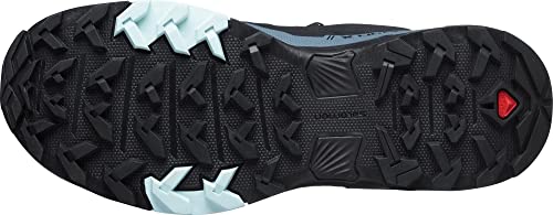 Salomon X Ultra 4 Gore-TEX Hiking Shoes for Women, Black/Stormy Weather/Opal Blue, 7.5