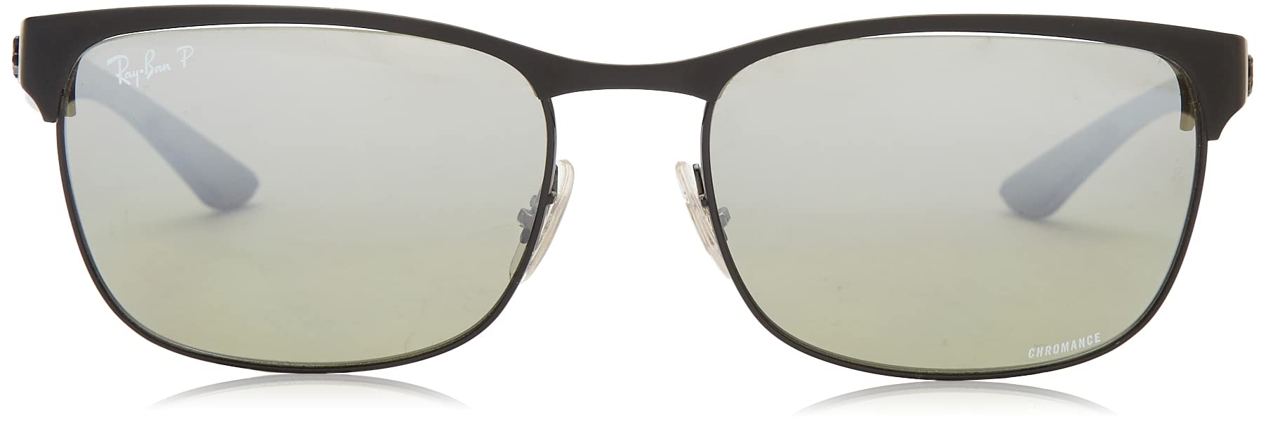 Ray-Ban Men's RB8319CH Chromance Square Sunglasses, Matte Black On Black/Polarized Grey Mirrored Silver, 60 mm