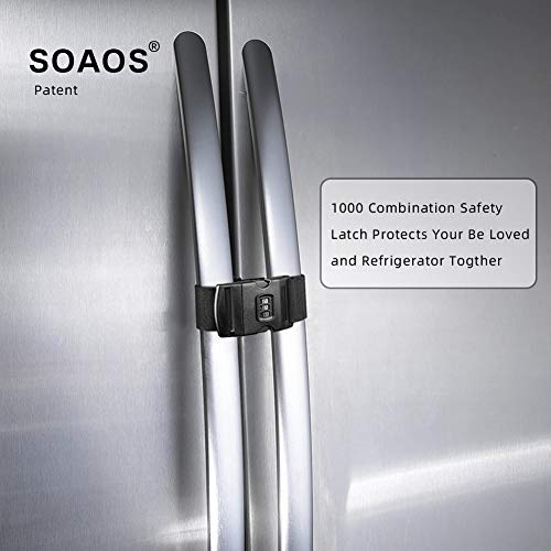 Soaos Fridge Freezer Refrigerator Cabinet Lock Latch, (2 Packs) Multi Use 3 Digits Combination French Door Guard for Toddlers Children Kids Special Needs, No Drill No Screw No Adhesive