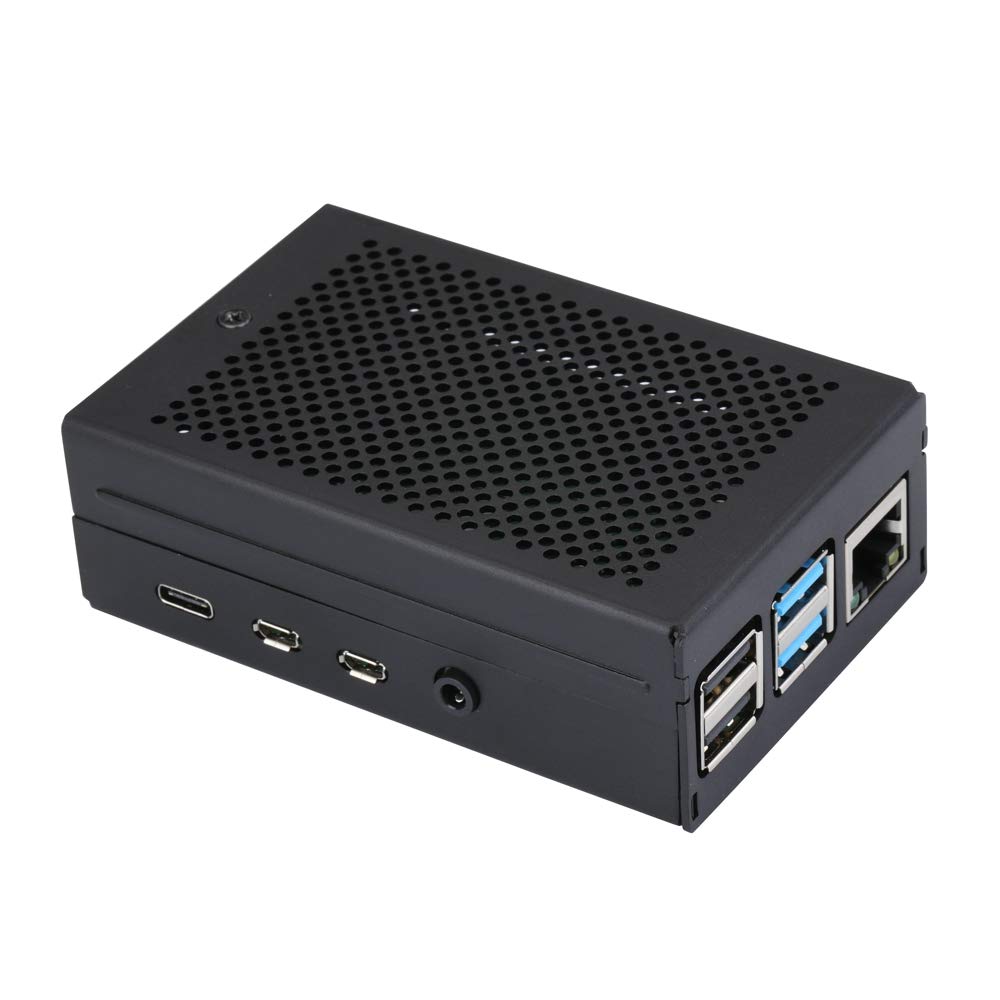 Raspberry Pi 4 Case with Cooling Fan RPI 4 Aluminum Case RPI 4B Metal Shell Black Enclosure for RPI 4 Model B (Black)