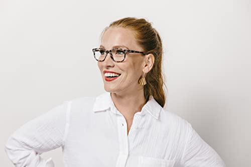 Peepers by PeeperSpecs Women's Nature Walk Soft Square Blue Light Blocking Reading Glasses, Gray Tortoise/Pink, 51 + 1.5