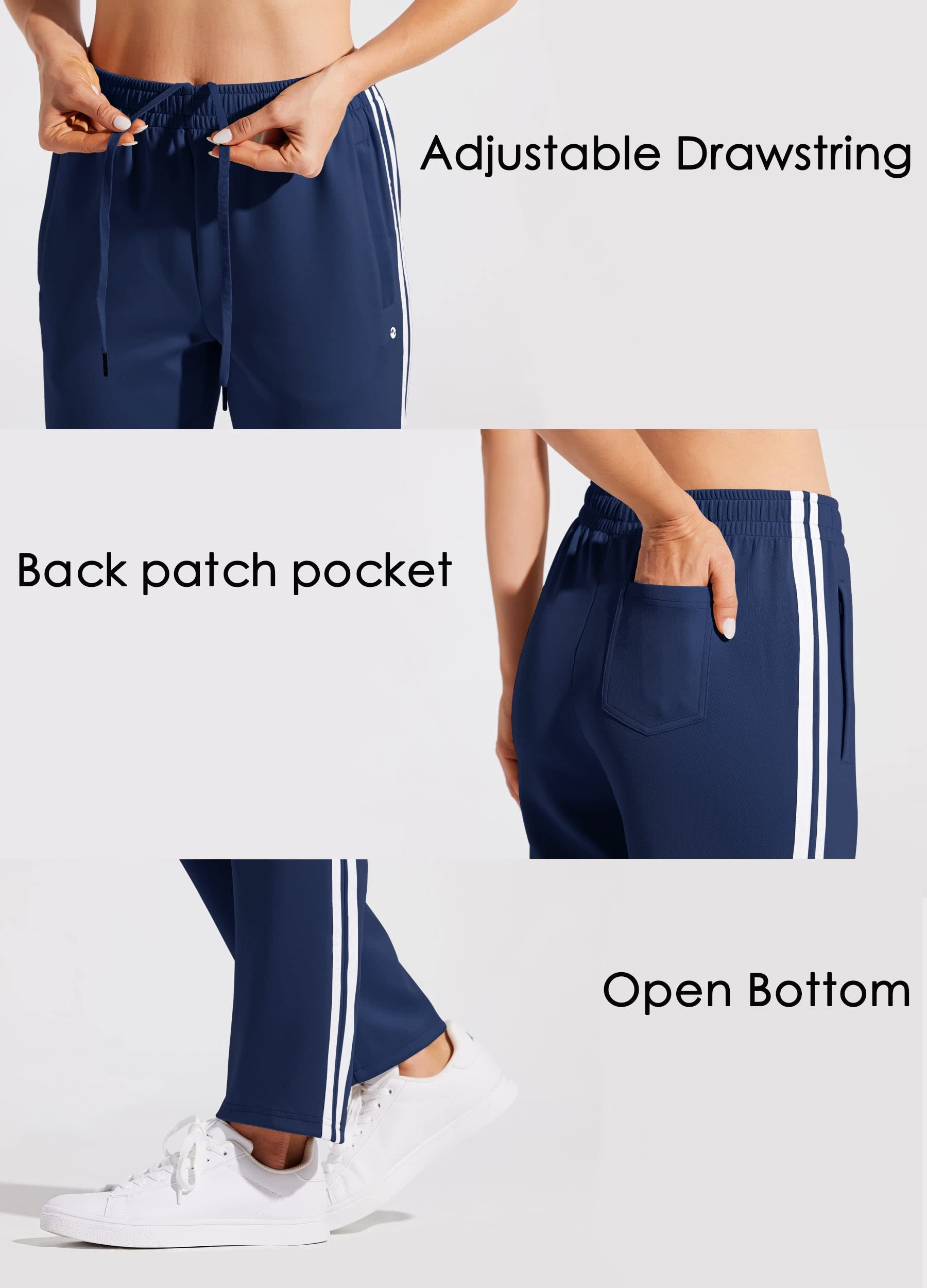 Willit Women's Track Pants Warm Up Athletic Running Sweatpants Sports Training Pants Straight Leg with Zipper Pockets Navy Blue M