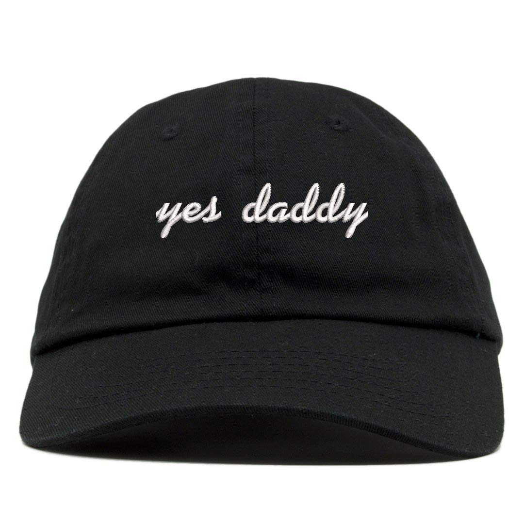 Top Level Apparel Yes Daddy Embroidered Low Profile Deluxe Cotton Cap Dad Hat BLACK