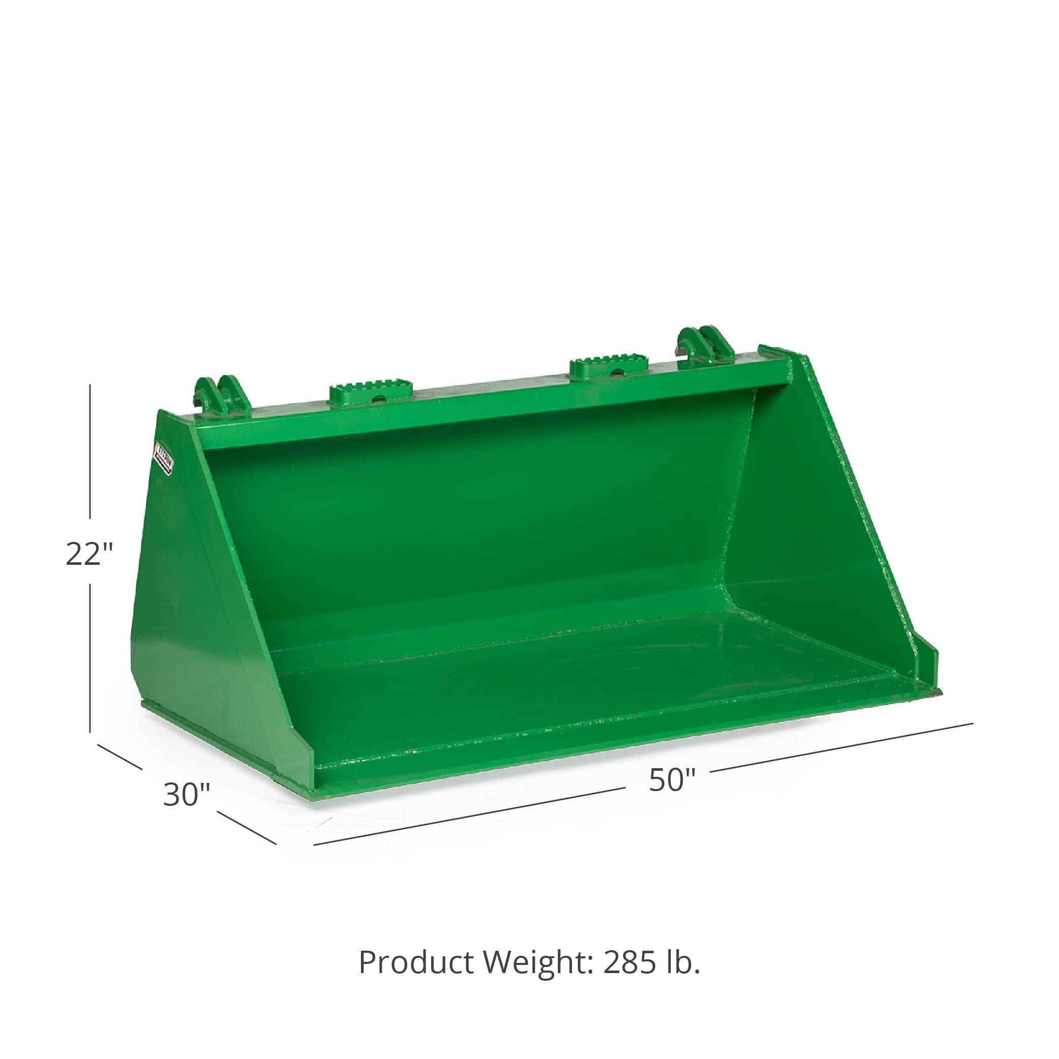 Titan Attachments 4FT Dirt Bucket Attachment Fits John Deere Hook and Pin Tractors, Low Profile Bucket for Dirt, Debris, Material Loading with Reinforced Gussets
