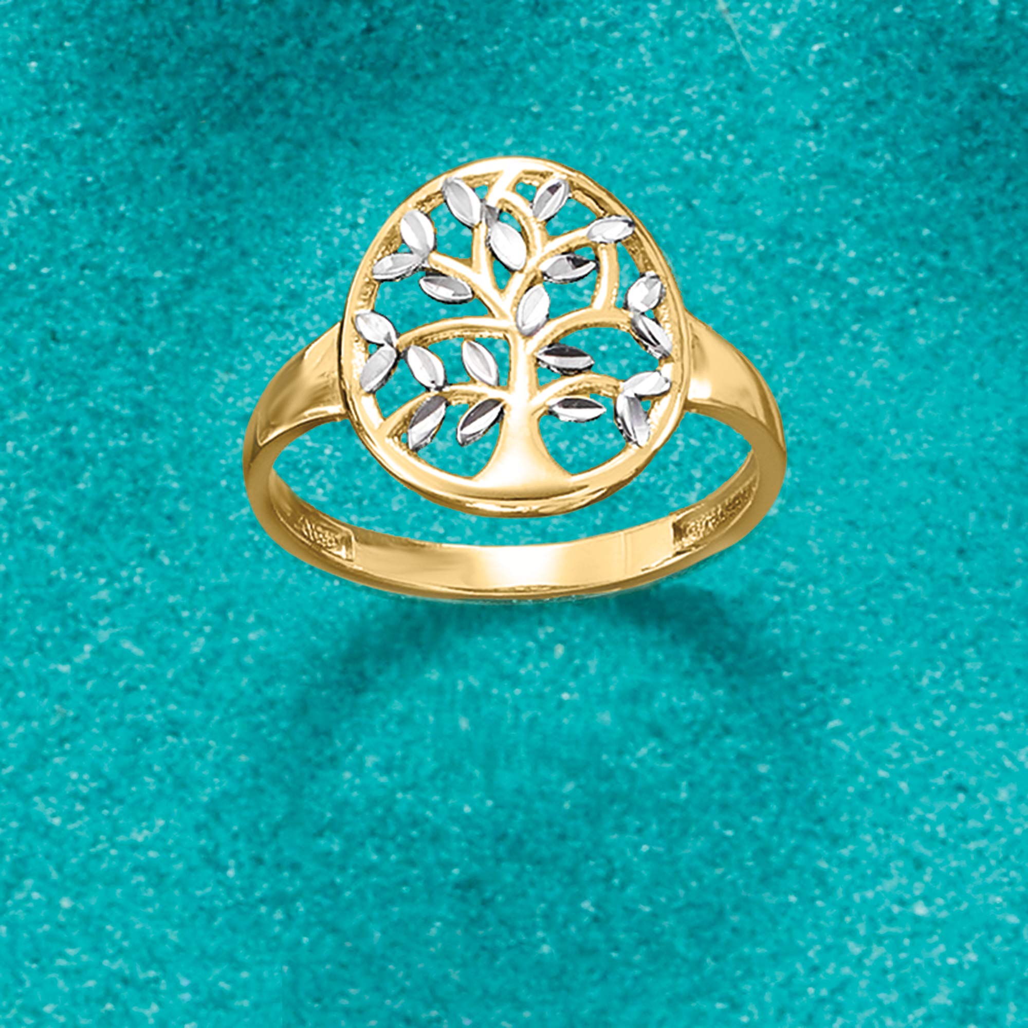 Ross-Simons 14kt 2-Tone Gold Cut-Out Tree Of Life Ring. Size 8