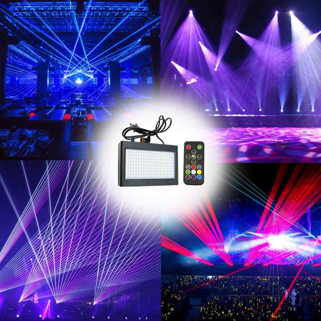 Strobe Lights, AZIMOM Mini 35W 180 LED Sound Activated Stage Lights for Party RGB Super Bright Flash Auto Speed Adjustable Halloween Bar Wedding KTV Concert Disco DJ Stage Lighting