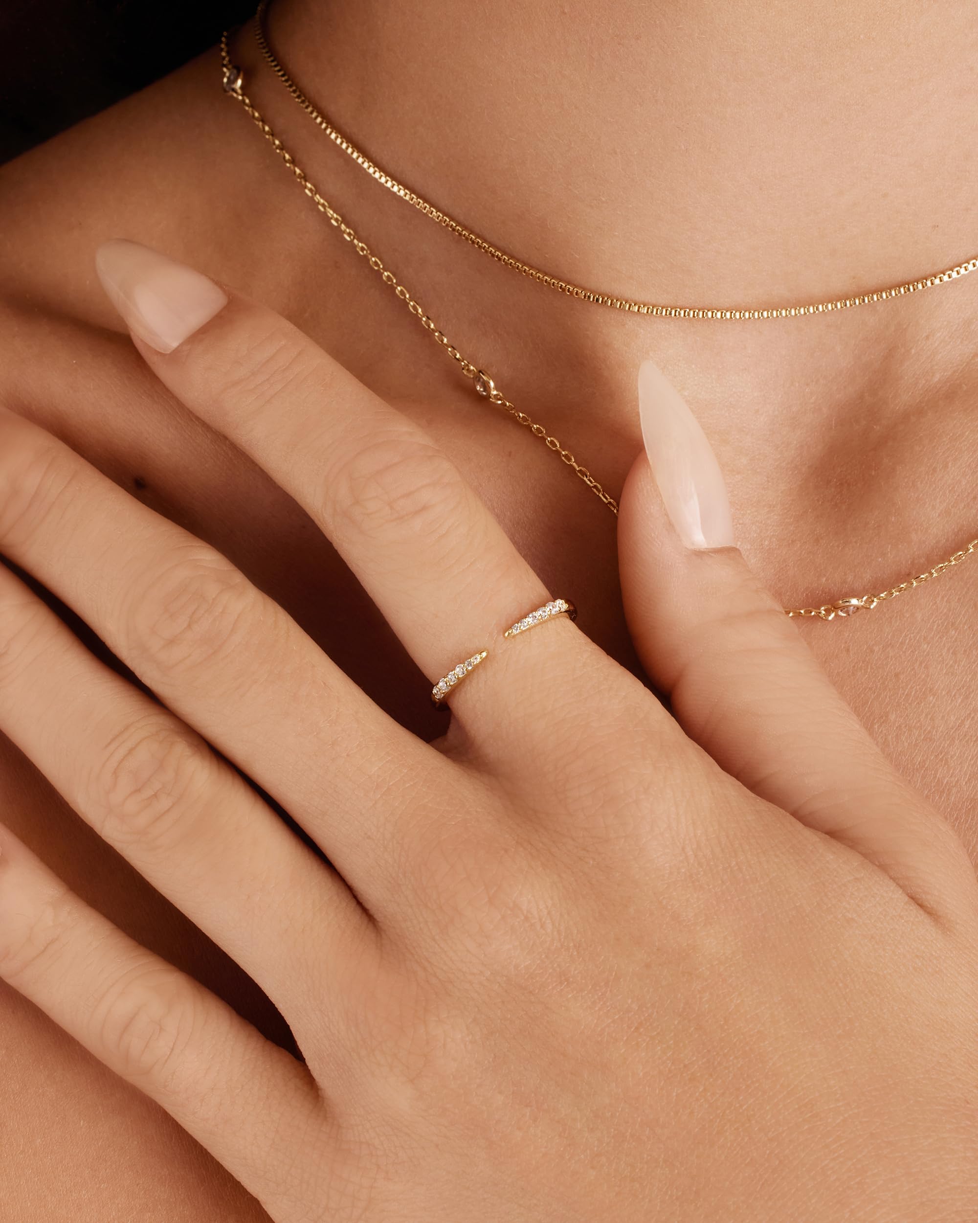 PAVOI 18K Yellow Gold Plated Open Eternity Ring | Cubic Zirconia Stacking Bands for Women | Dainty Stackable Rings for Women | Size 5