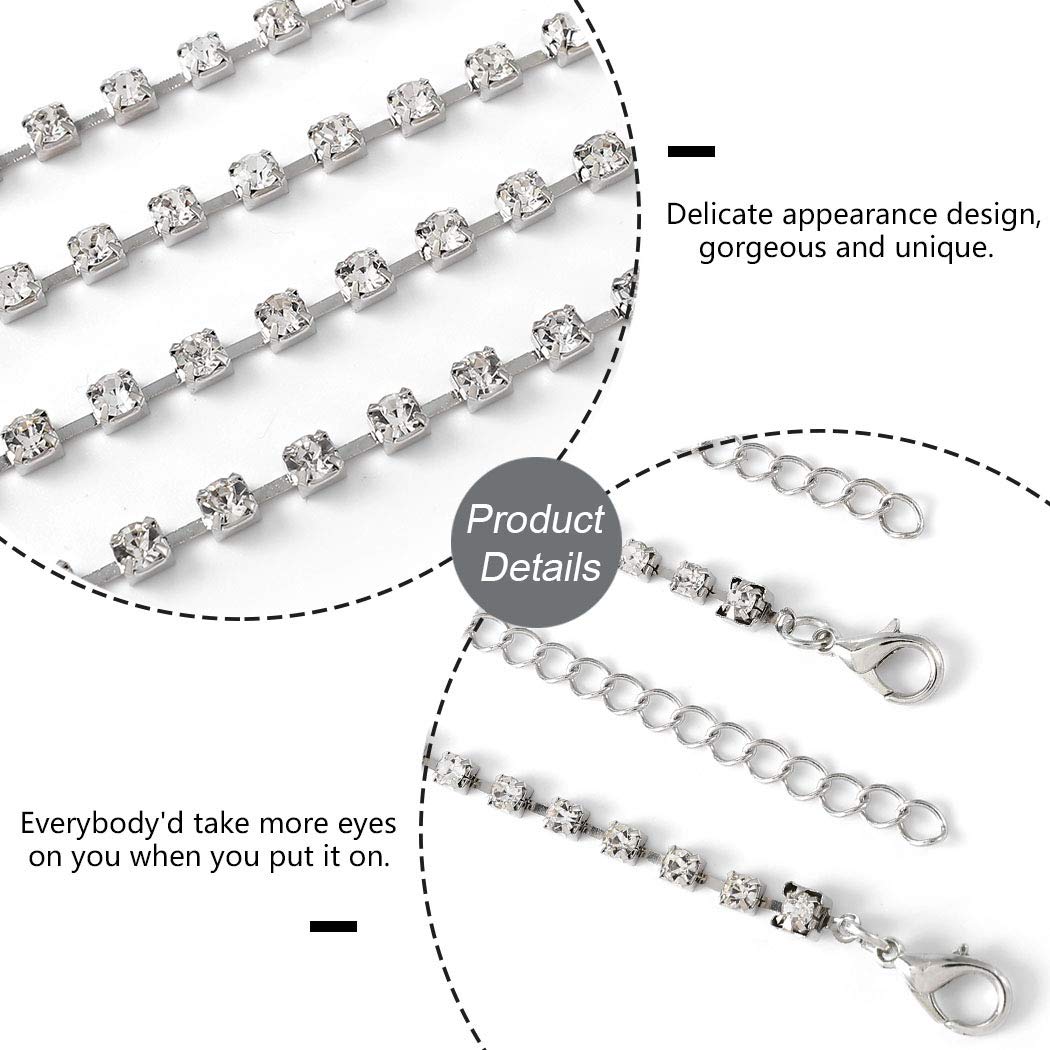 TWINKLEDE Rhinestone Body Chain Silver Bra Chest Chain Crystal Harness Body Acessories for Women and Girls