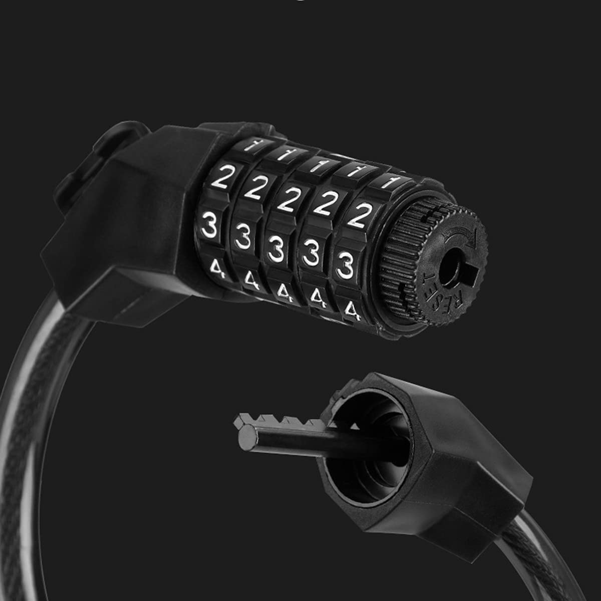 UFFD Bike Lock Cable, High Security 5 Digit Resettable Combination Coiling Bike Chain Lock with Mounting Bracket,Bicycle Cable Lock for Cycling Outdoors。 (Color : Blue)