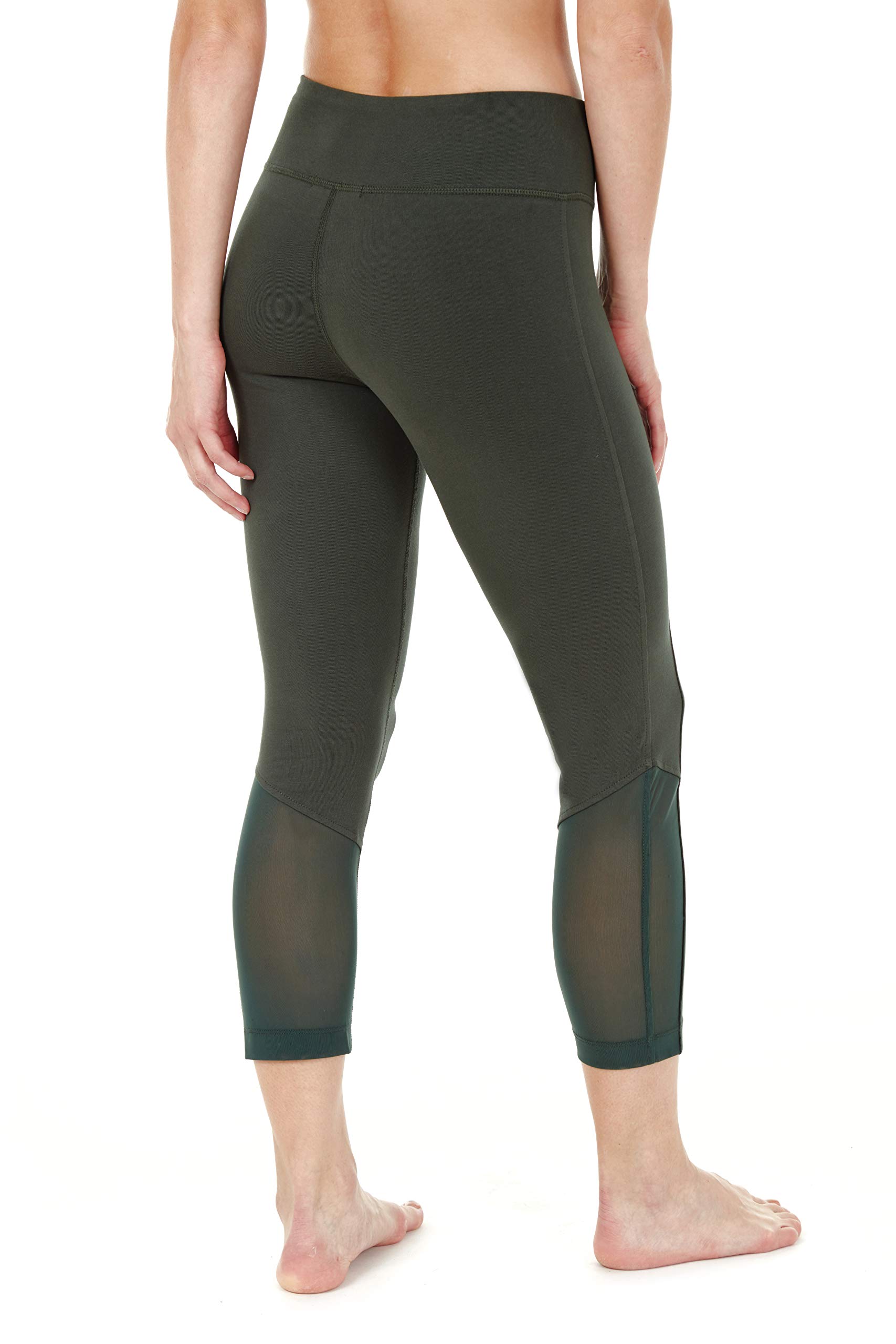 Satva Women's Super Soft Organic Cotton Yoga Capri Crop Pant Legging with Hidden Pocket - Amethyst Capri, Emerald, X-Small