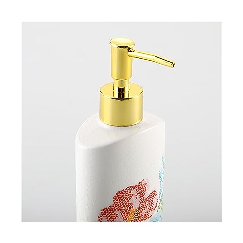 Soap Dispenser Floral Textured Soap Bottle, Ceramic Soap Pump for Shampoo Lotion and Dish Soap, White Soap Dispenser for Bathroom, Kitchen (260 Ml/8.79 Oz) Soap Pump Bottles
