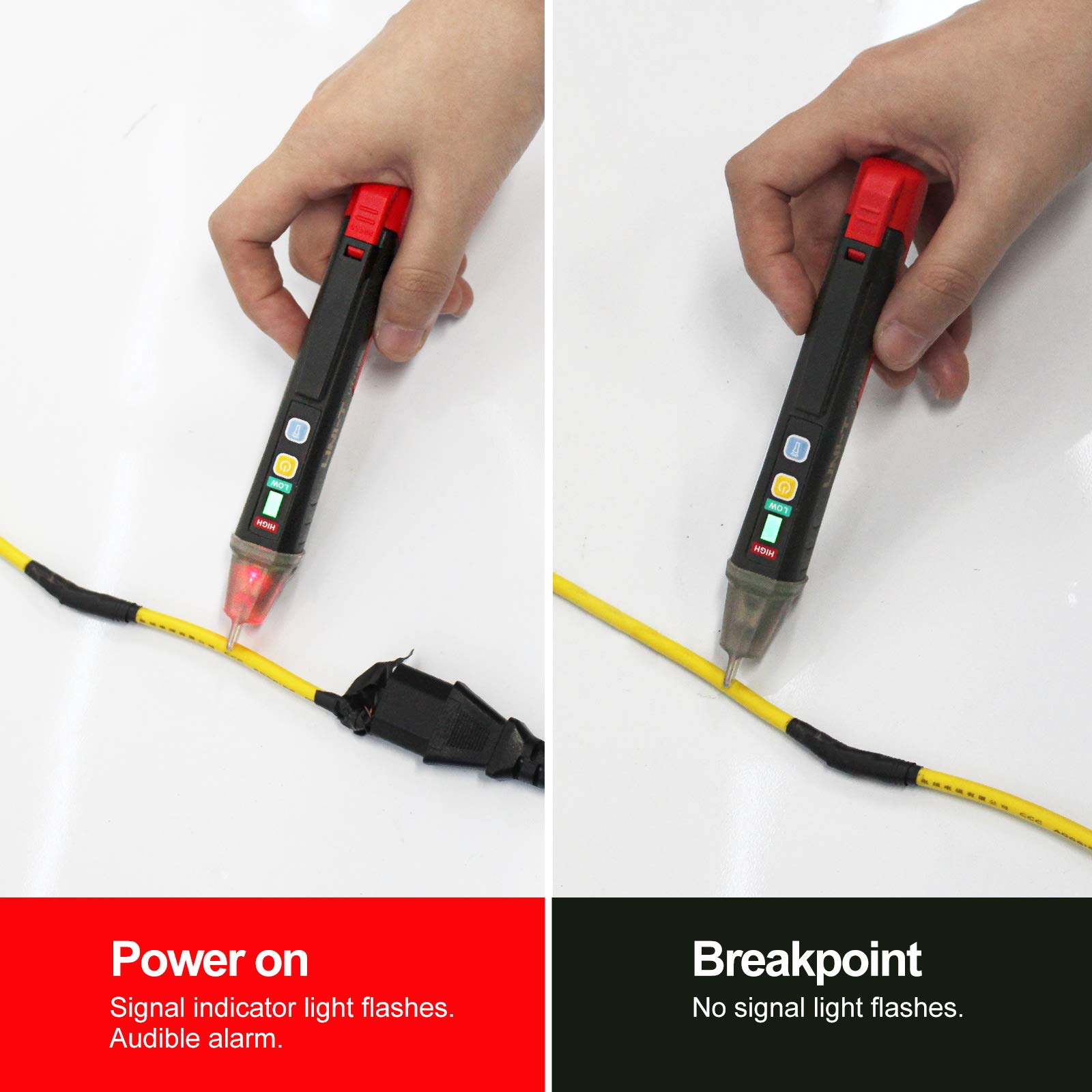 UNI-T UT12Pro Voltage Tester Pen Non-Contact AC Voltage Detector, Dual Range 12V-1000V/90V-1000V Live/Null Wire Judgment Light Buzzer LED Alarm Low Battery Indicator Auto Shutdown, 1 Pack