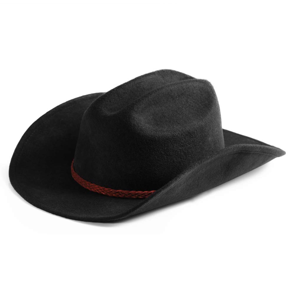 Samplife Western Cowboy Hat Men Mexican Style Cowgirl Wool Felt Fedora Cattleman Adult Outback Black