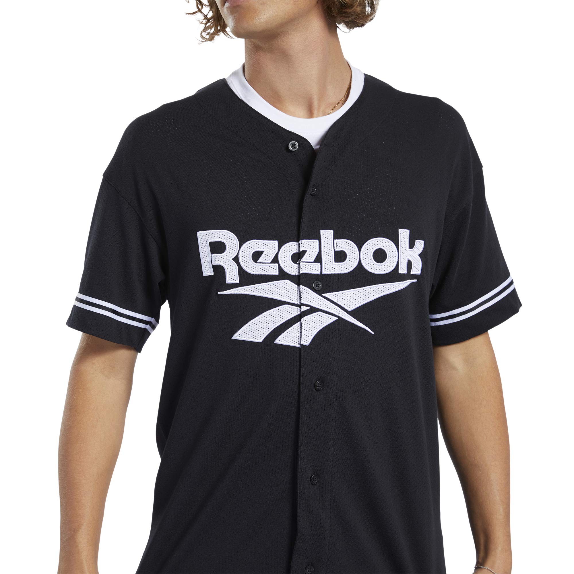 Reebok Classic Baseball Jersey Shirt, Black, XS
