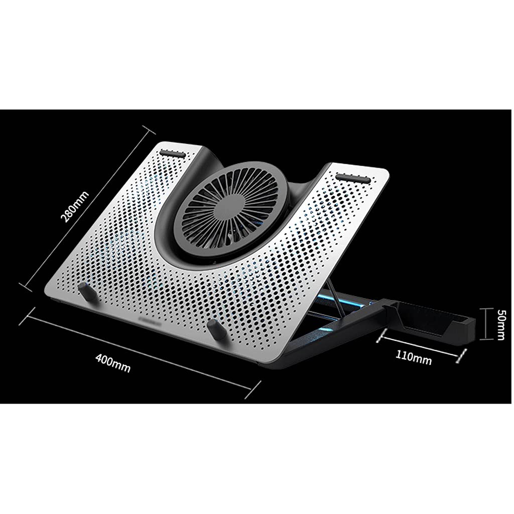 ZGJHFF Steel Mesh Panel LED Fan Adjustable Speed Control 10 "-17" Laptop Cooling Pad, Cooling Bracket