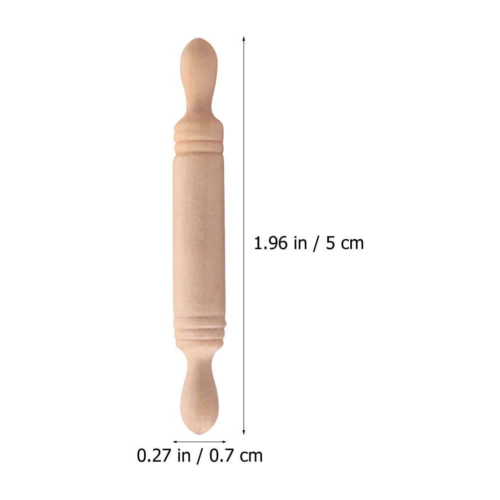 LUOZZY 15Pcs Mini Rolling Pin for Craft Wooden Rolling Pin Models Mini Rolling Sticks Simulation Kitchen Toys for Cake Baking, 2inches