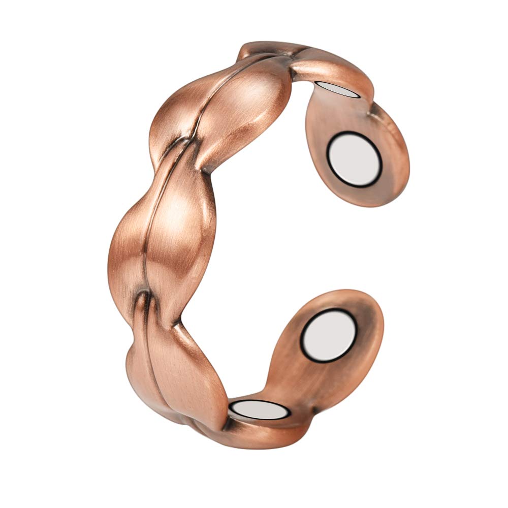 Wollet 99.9% Pure Copper Magnetic Ring for Women Men, Copper Rings with Magnets Adjustable Copper Ring Jewelry Gift