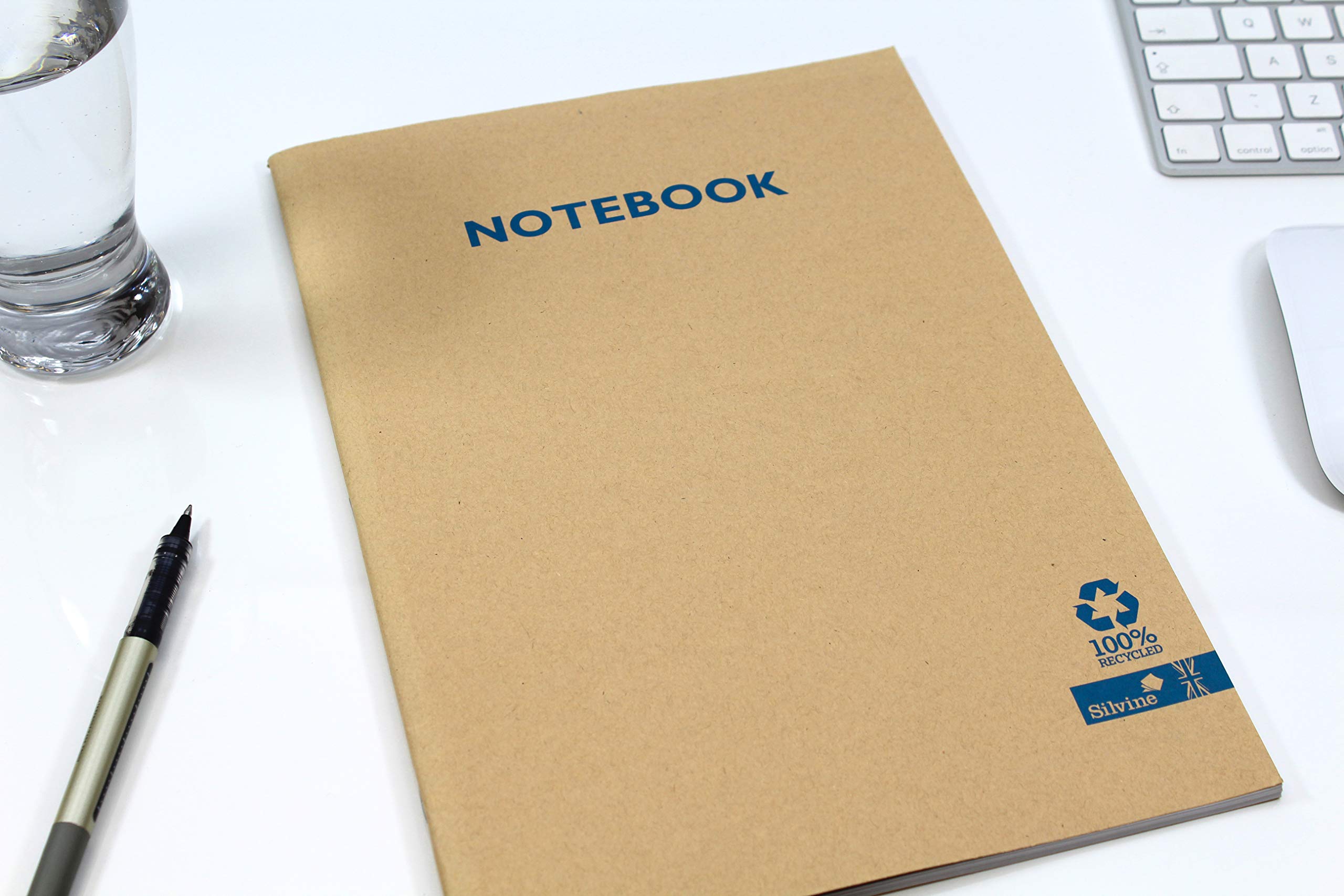 Silvine A4+ Kraft Covered Wirebound Notebooks in 3 Assorted Colours. 120 Pages Lined with Margin. Ref KRTWA4AC [Pack of 6]