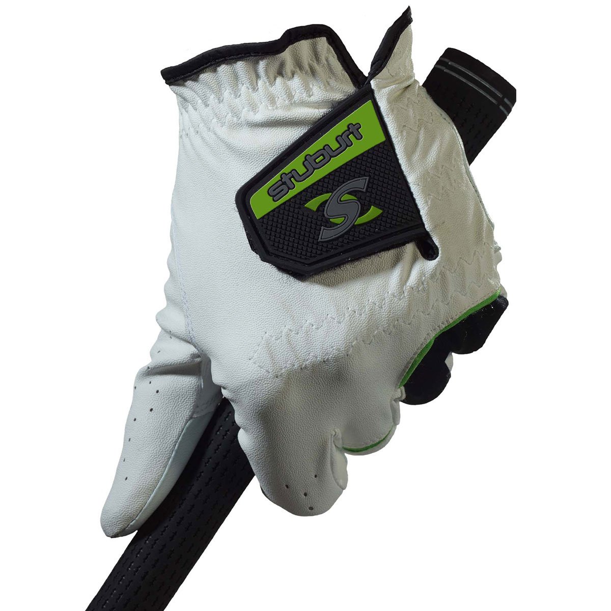 Stuburt Golf STGLV08 Mens Urban All Weather Golf Glove with Cabretta & Synthetic Leather, White/Black, Mens Left Hand Medium/Large