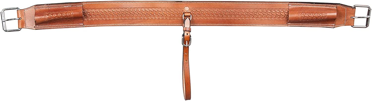 RAJ INTERNATIONAL Back Cinch Strap Western Horse Saddle Bucking Strap Rear Girth Flank Cinch Smooth Leather Size Length: 40 Buckle to Buckle & Width: 2.75 with 2 Buckles