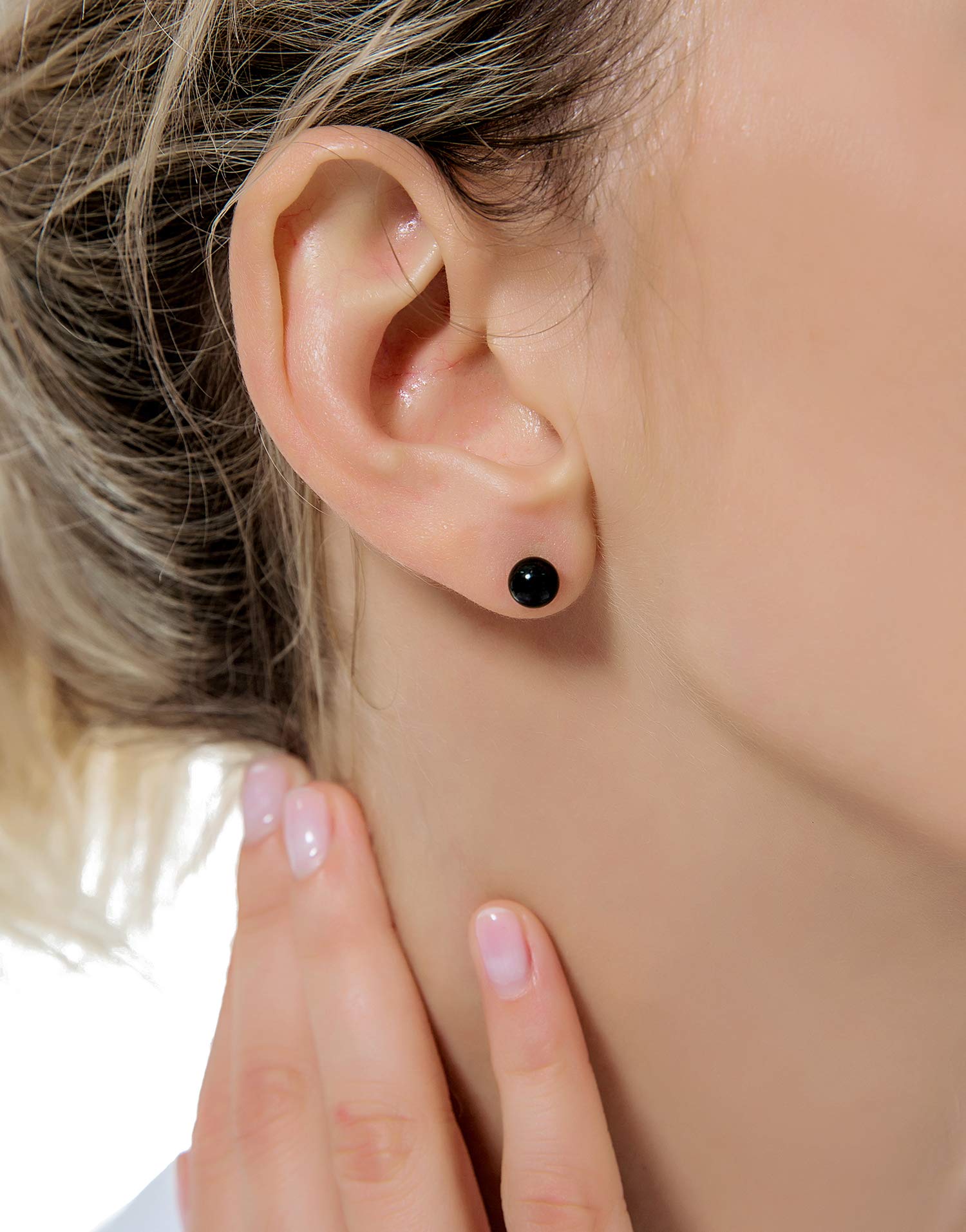 Tornito 14 Pairs Stainless Steel Ball Stud Earrings Barbell Cartilage Tragus Helix Ear Piercing For Men Women 2-8mm Silver Black