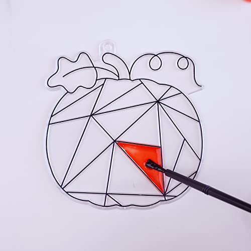 Winlyn 33 Sets Fall Leaf Pumpkin Acorn Sunflower Suncatchers Ornaments Decorations DIY Window Paint Art Suncatchers Craft Kits Autumn Sun Catchers for Kids Classroom Activity Thanksgiving Art Project