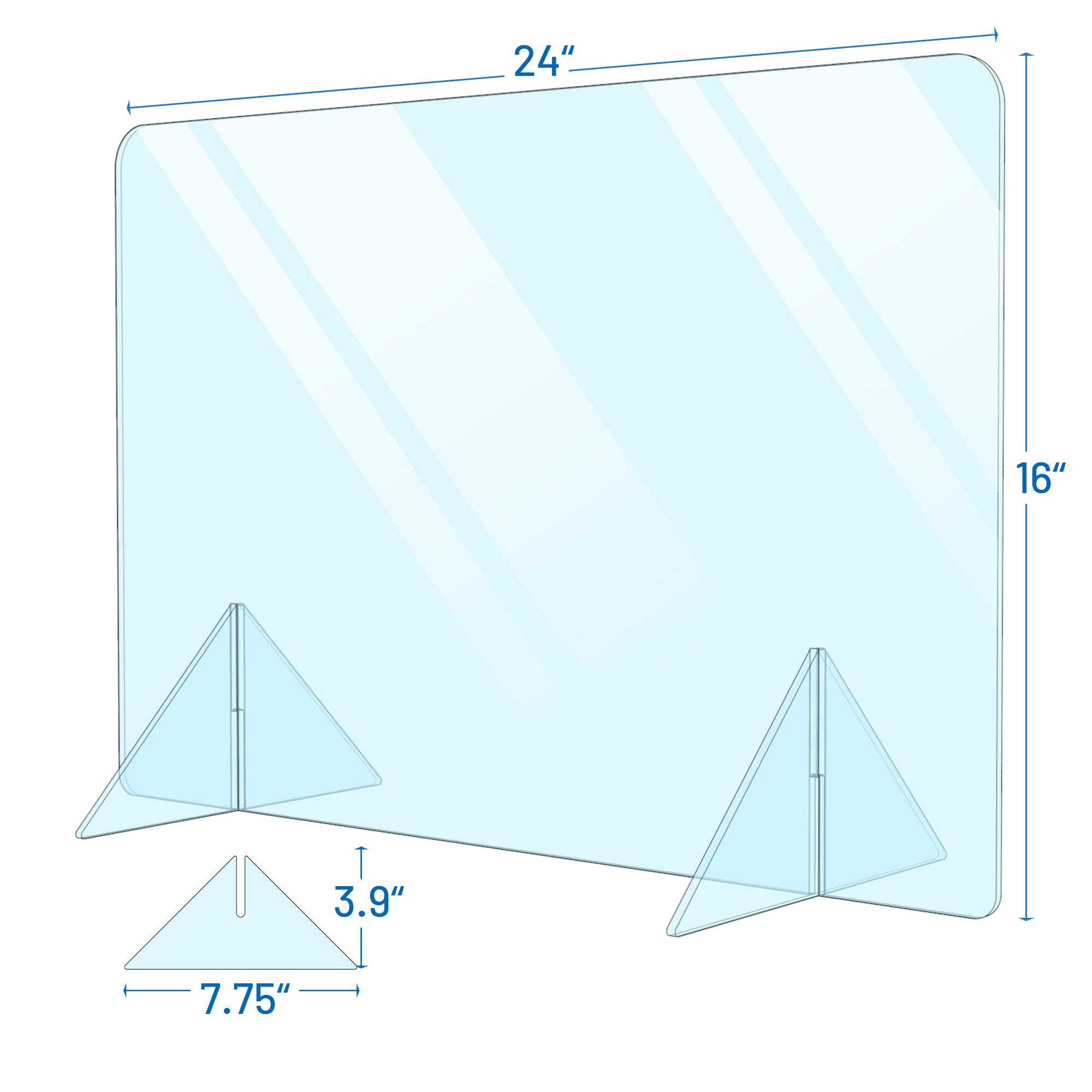Sneeze Guard for Desk and Table. Plexiglass Shield for Counter Barrier from Sneezing. Employee Protection. Multiple Sizes Available (24“W x 16"H)