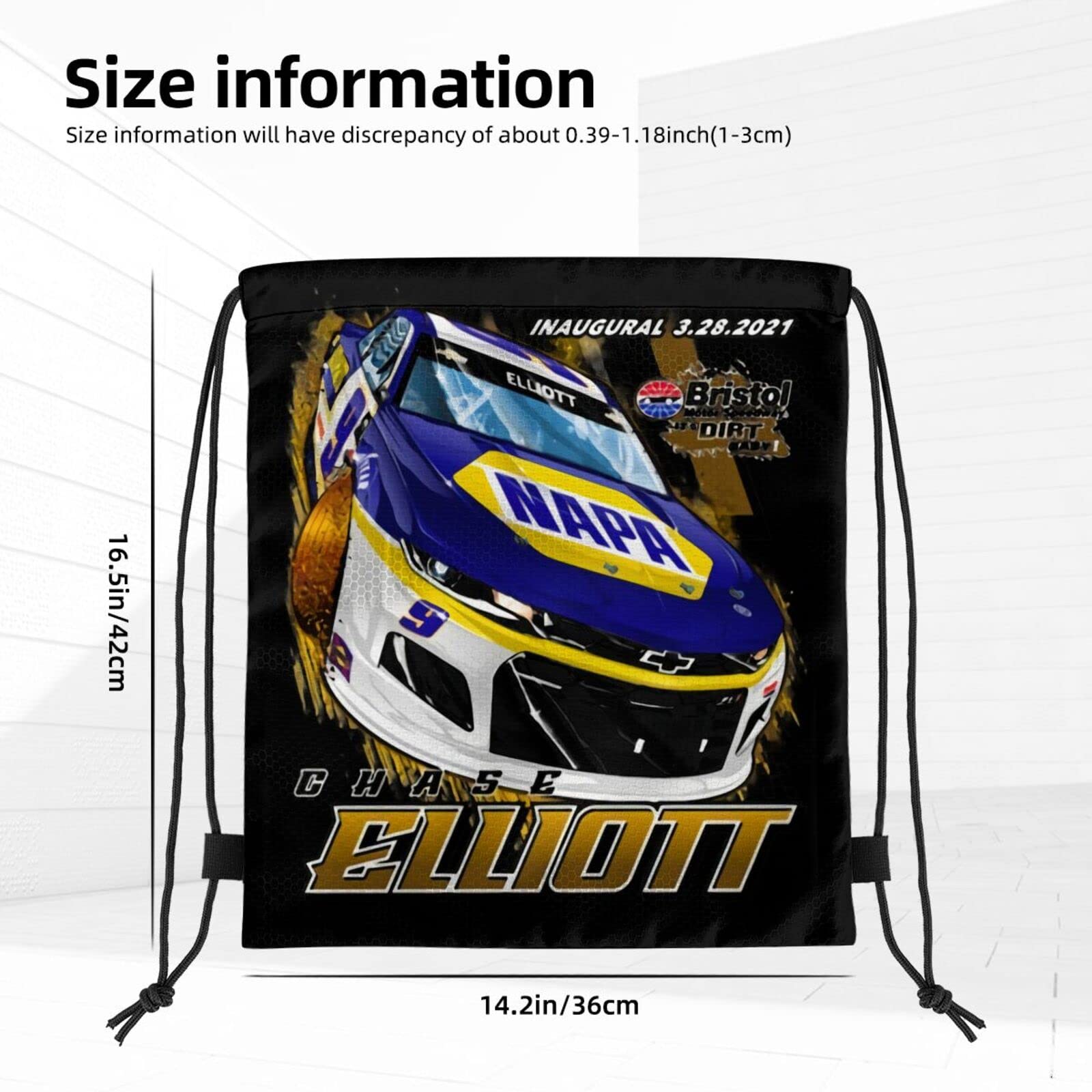 RATRIG Chase Elliott 9 Drawstring Backpack Bag Large Gym String Sack Sport Sackpack Tote Packet for Shopping Yoga