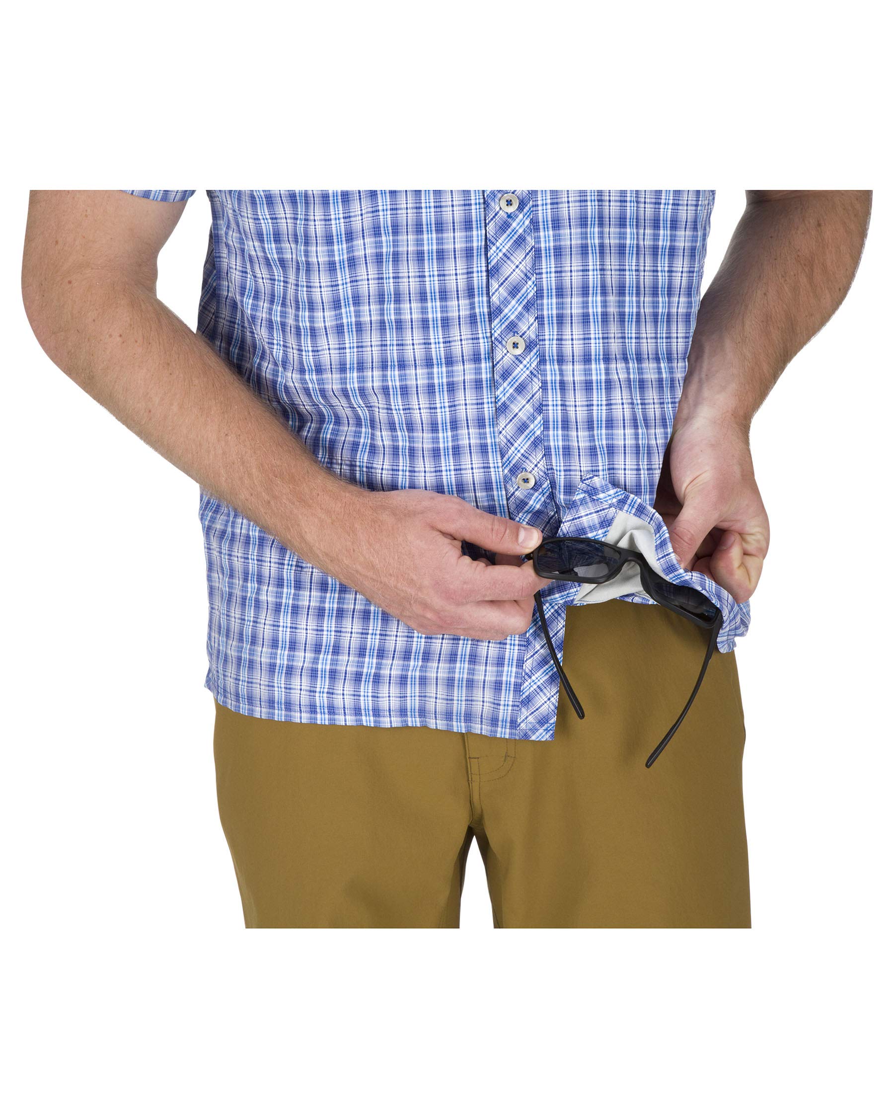 Simms Men’s UPF 30+ Stone Cold Cooling Fishing Shirt, Aruba Plaid M