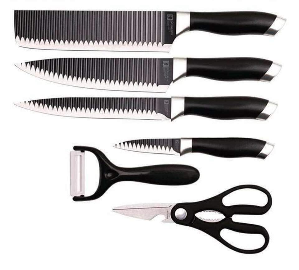 Premium 6-Piece Daily Use Sharp Knife Set with Ceramic Coating Blade - Vintage-Look Design for Greatest Kitchen Appearances.