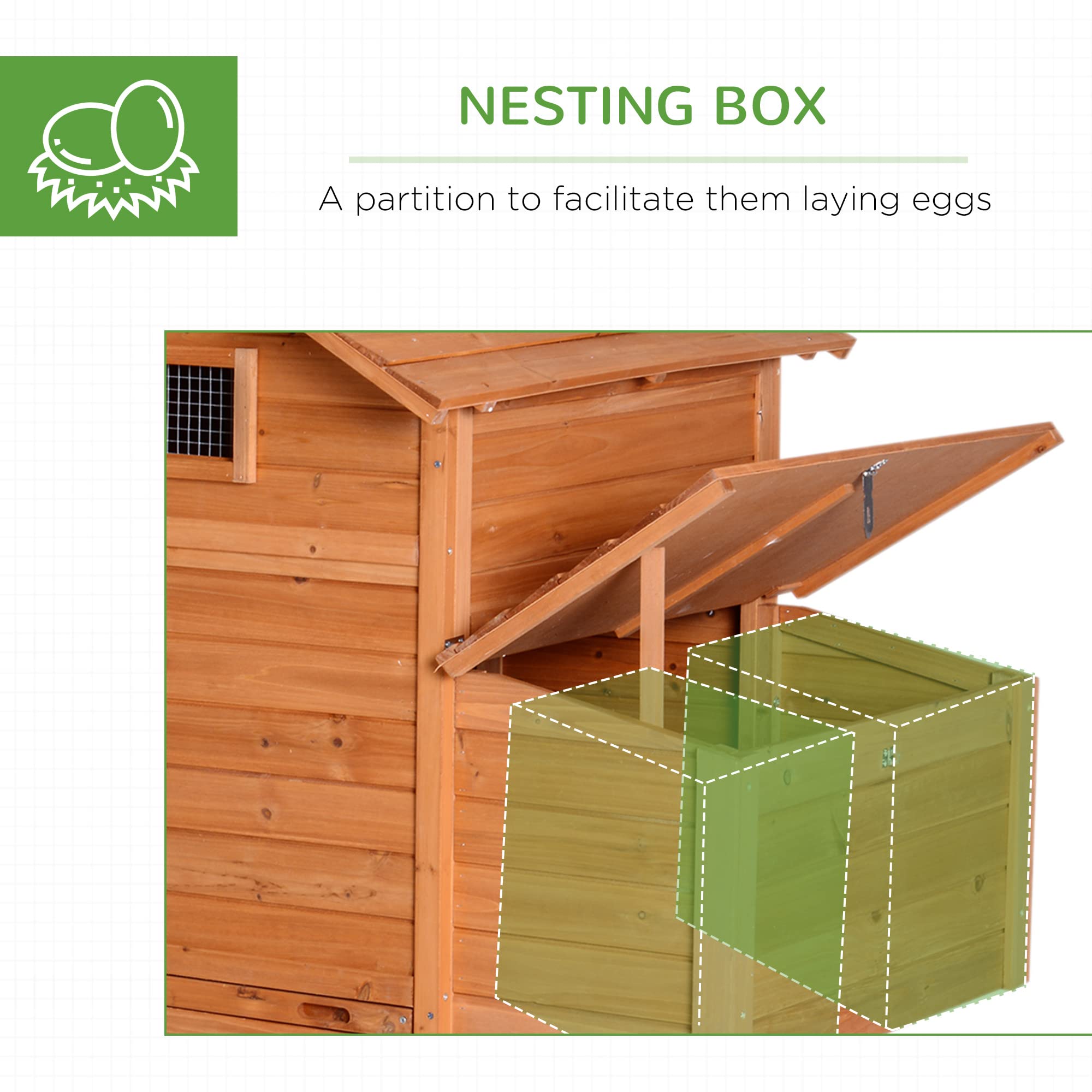 PawHut 83” Wooden Portable Backyard Chicken Coop With Fenced Run And Wheels