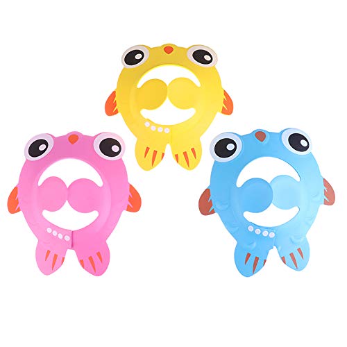 SUNTRADE 3PCS Adjustable Cartoon Baby Bathing Visor,Safe Shampoo Shower Bathing Protect Soft Cap Hat for Baby Children Kids