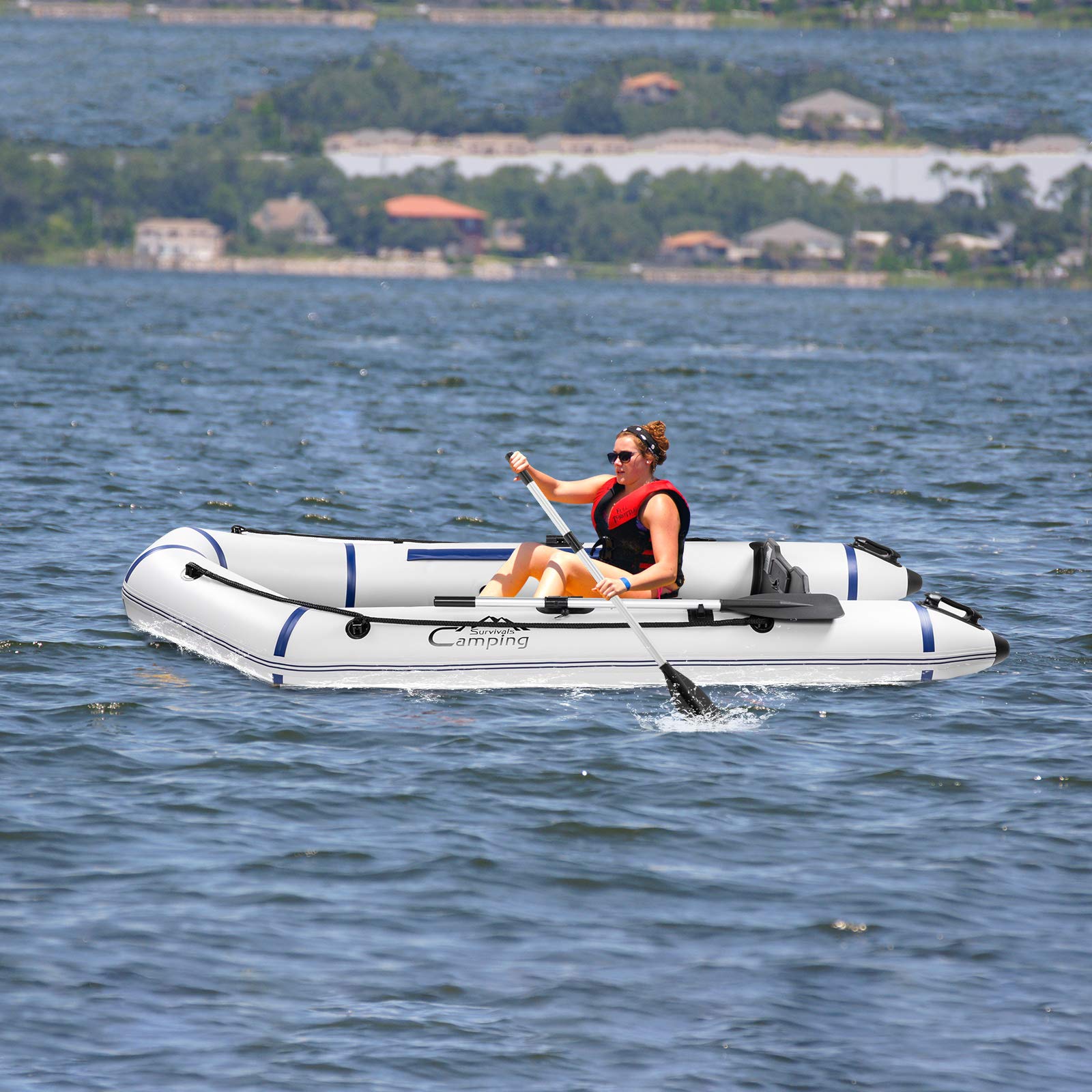 Trlec gt4-ly Durable 7.5ft 180kg Water Adult Assault Boat Off-White