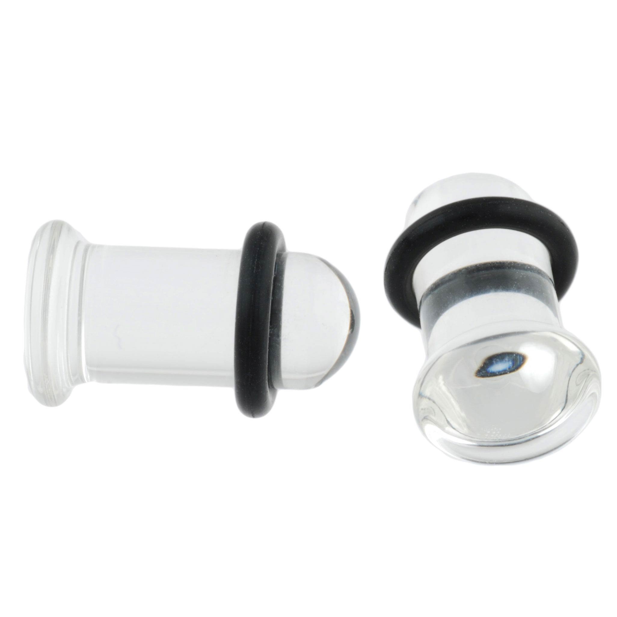 Pair of Clear Glass Single Flared Plugs: 4g