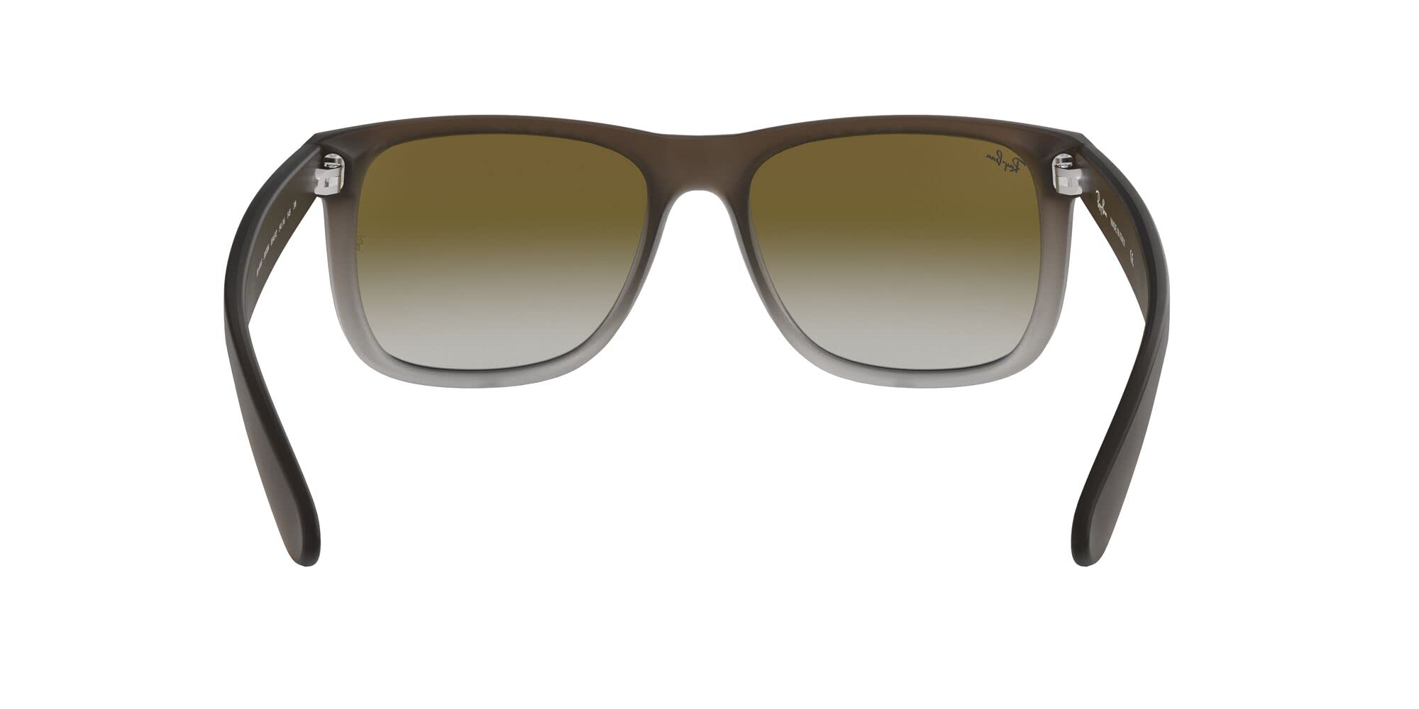 Ray-Ban RB4165 Justin Rectangular Sunglasses, Rubber Brown On Grey/Light Grey Gradient Green, 55 mm