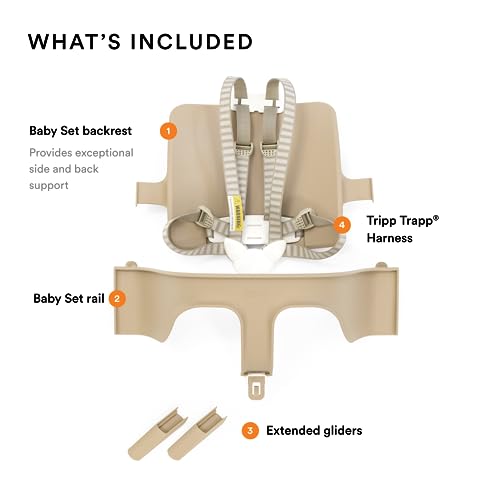 Tripp Trapp Baby Set from Stokke, White - Convert The Tripp Trapp Chair into High Chair - Removable Seat + Harness for 6-36 Months - Compatible with Tripp Trapp Models After May 2006