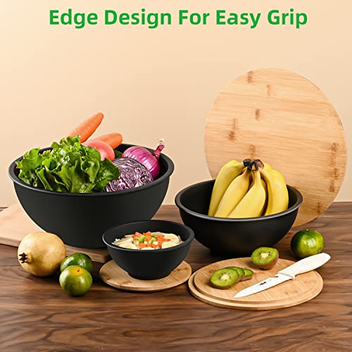 XUEJUN Salad Bowl with Lid - 10 Inch Large Salad Bowl Set of 3, Bamboo Fiber Mixing Bowl Set for Preparing & Serving Salad, Pasta, Fruits, Vegetables, Popcorn and Chips